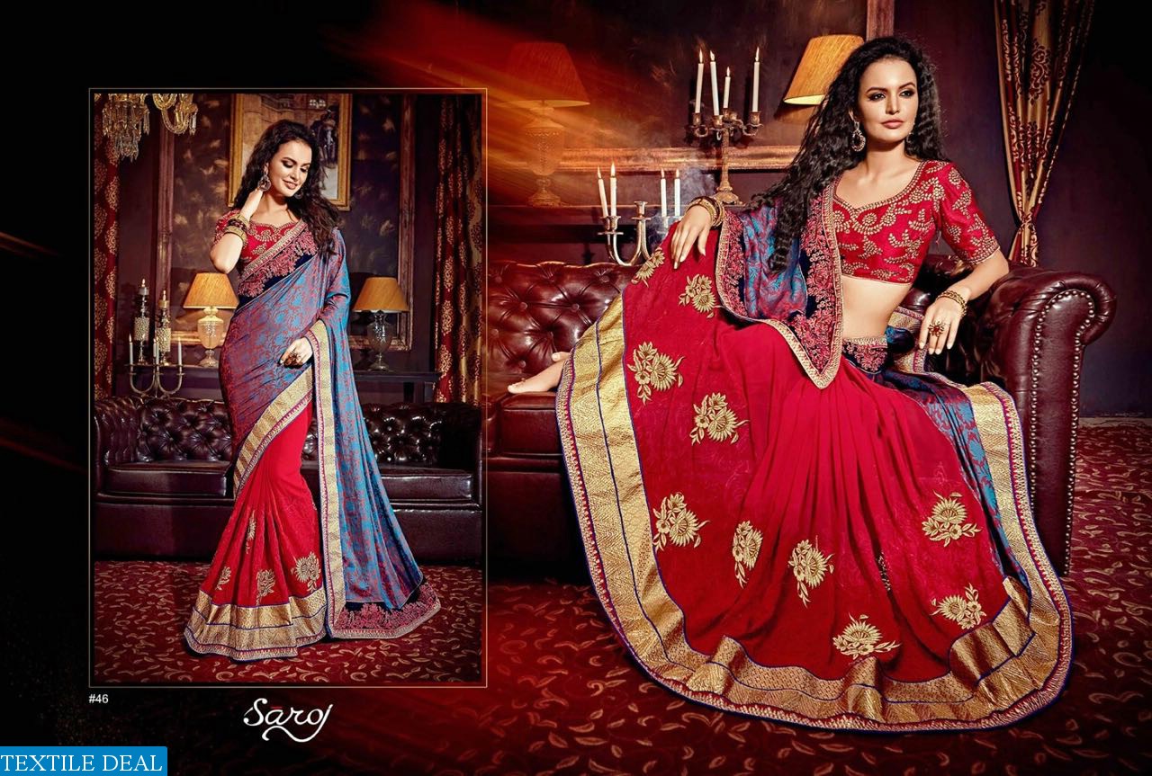 Saroj Showcase-6 Wholesale Designer Embroidered Saree collection ...
