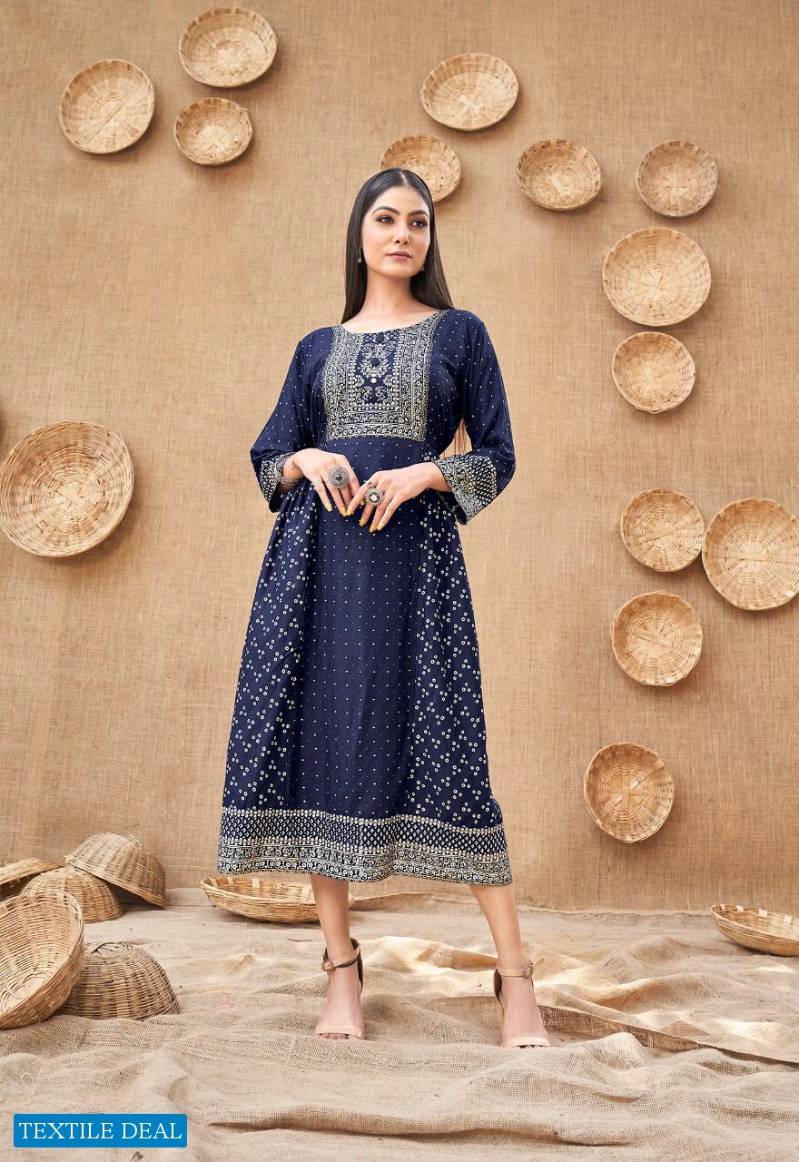 KANAK MEHAK ONE PIECE RAYON KURTI BEAUTIFUL DESIGN - textiledeal.in