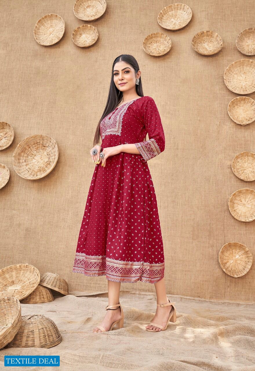KANAK MEHAK ONE PIECE RAYON KURTI BEAUTIFUL DESIGN - textiledeal.in