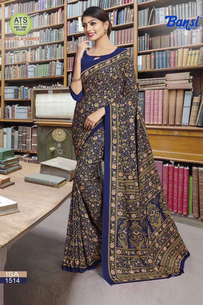 BANSI ISA UNIFORM VOL 9 BUTTER CREPE ATS UNIFORM SAREES COLLECTION ...