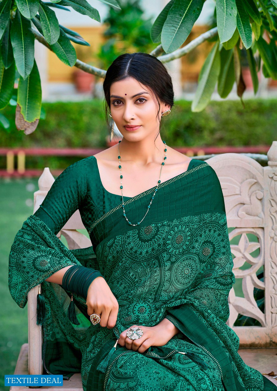 KASHVI CREATION SURAT INDRANI GEORGETTE SAREE WITH BORDER FOIL AT BEST ...