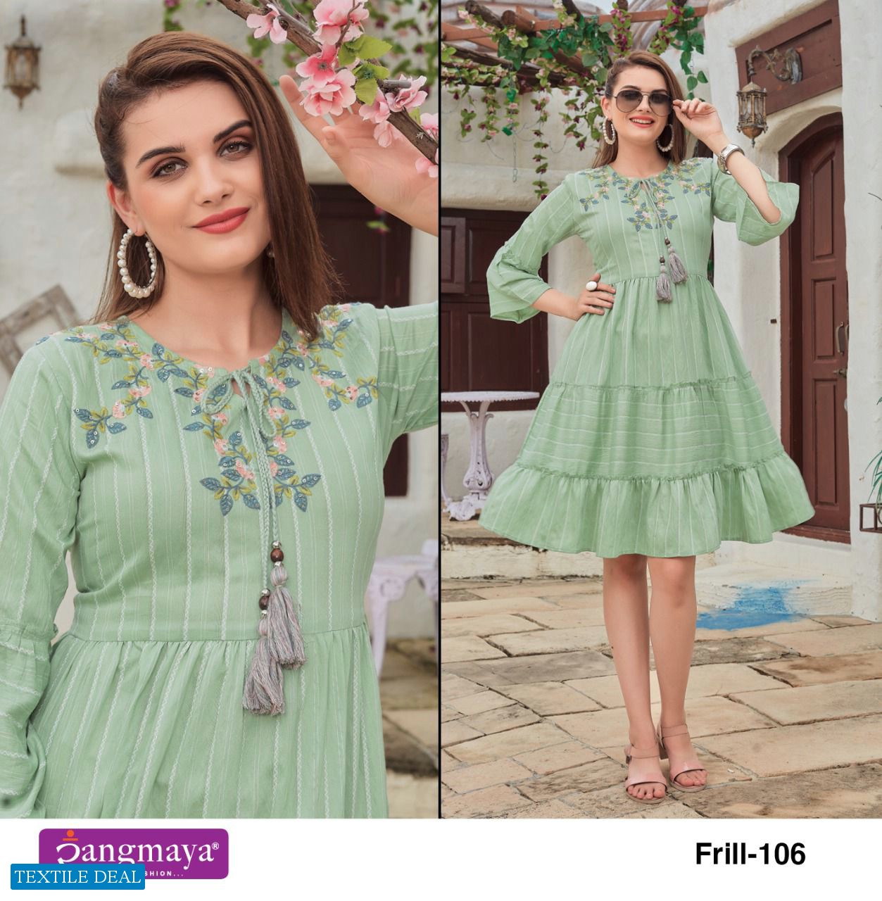 Rangmaya Frill Wholesale Short Flare Kurtis Collection - textiledeal.in