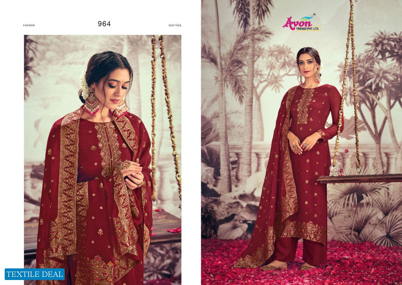 Avon Utsav Wholesale Pure Organza Meena Silk Weaving On Neck And Daman ...