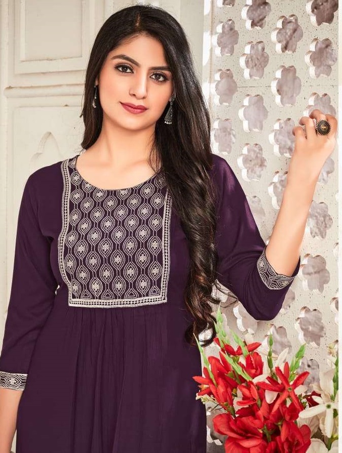 MAA CREATION AFREEN RAYON EMBROIDERY SIMPLE KURTIS DESIGN - textiledeal.in