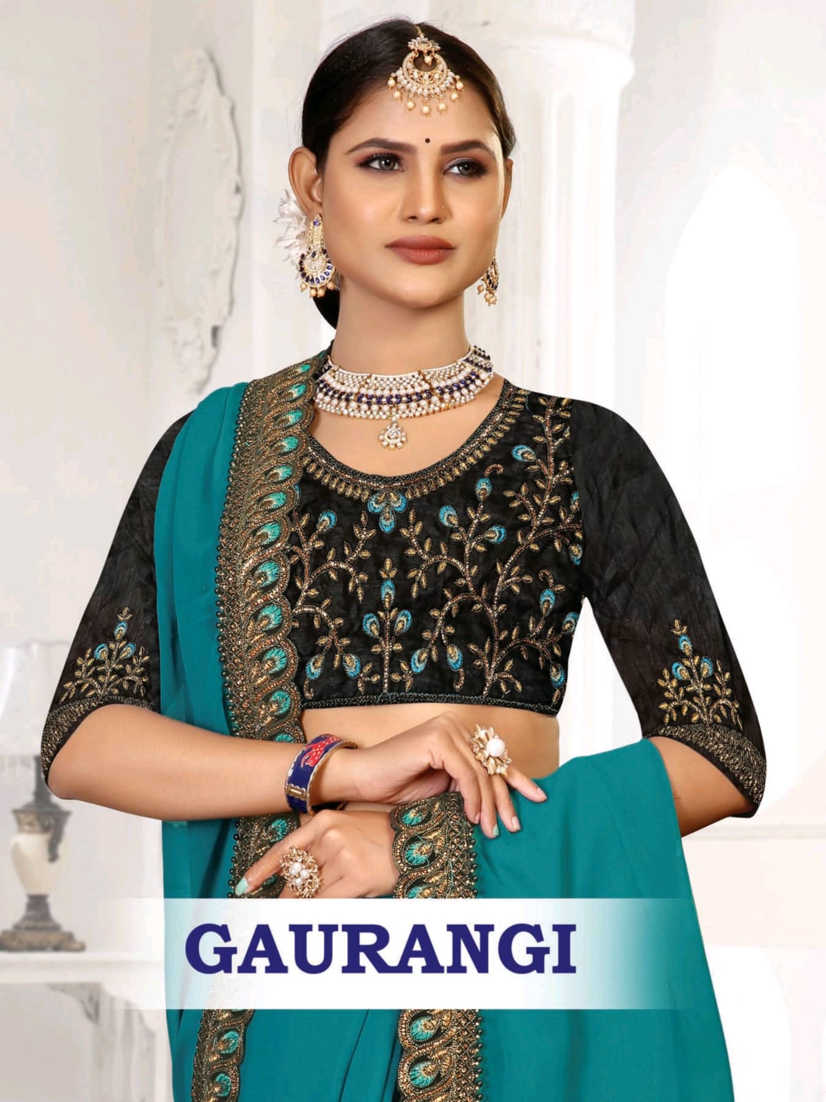 RONISHA GAURANGI BY RANJNA SAREE WORK BORDER BLOUSE SAREE COLLECTION ...