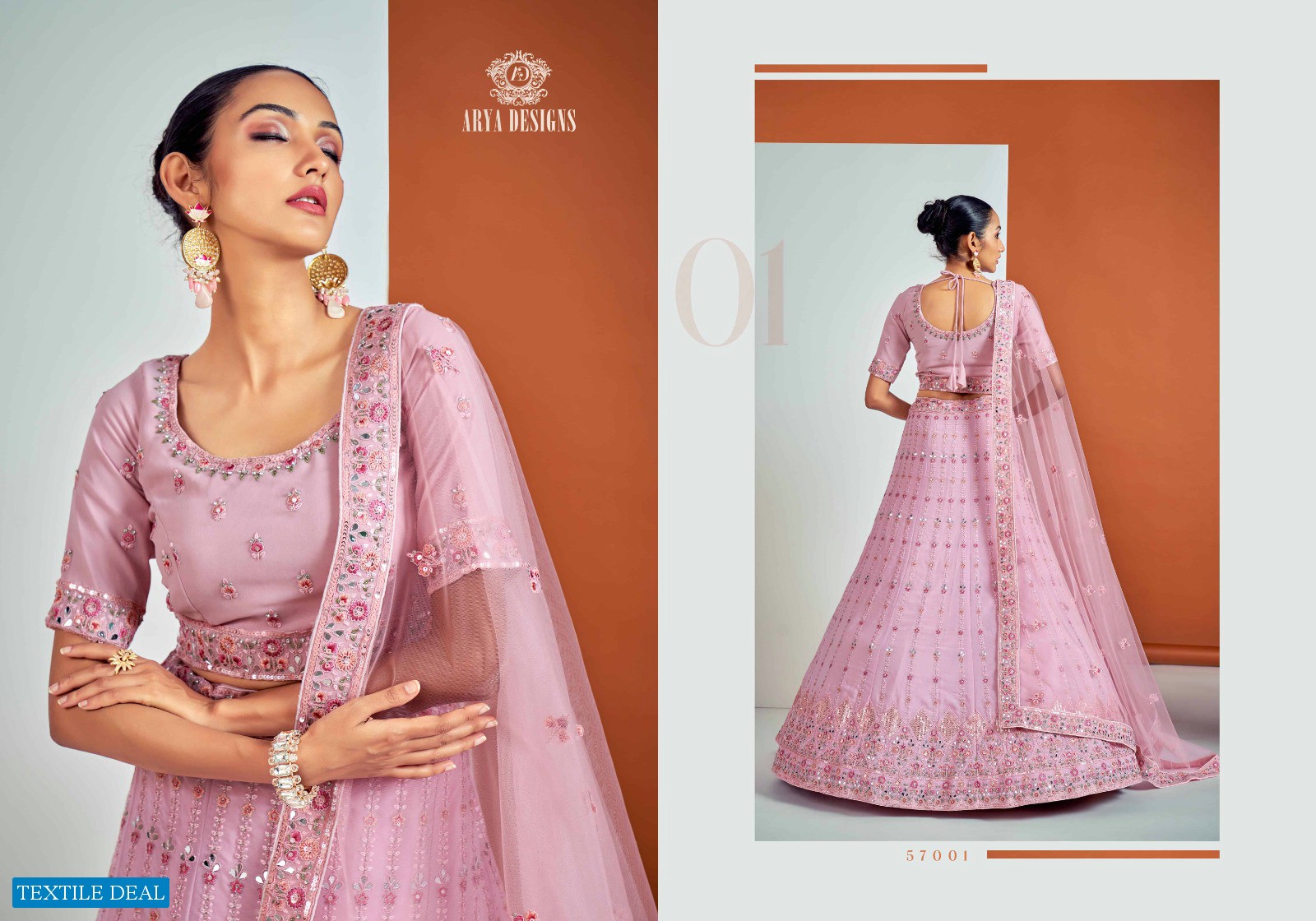 ARYA DESIGNS CINDERELLA VOL 16 SEMI STITCH HEAVY DESIGNER WORK LEHENGA ...