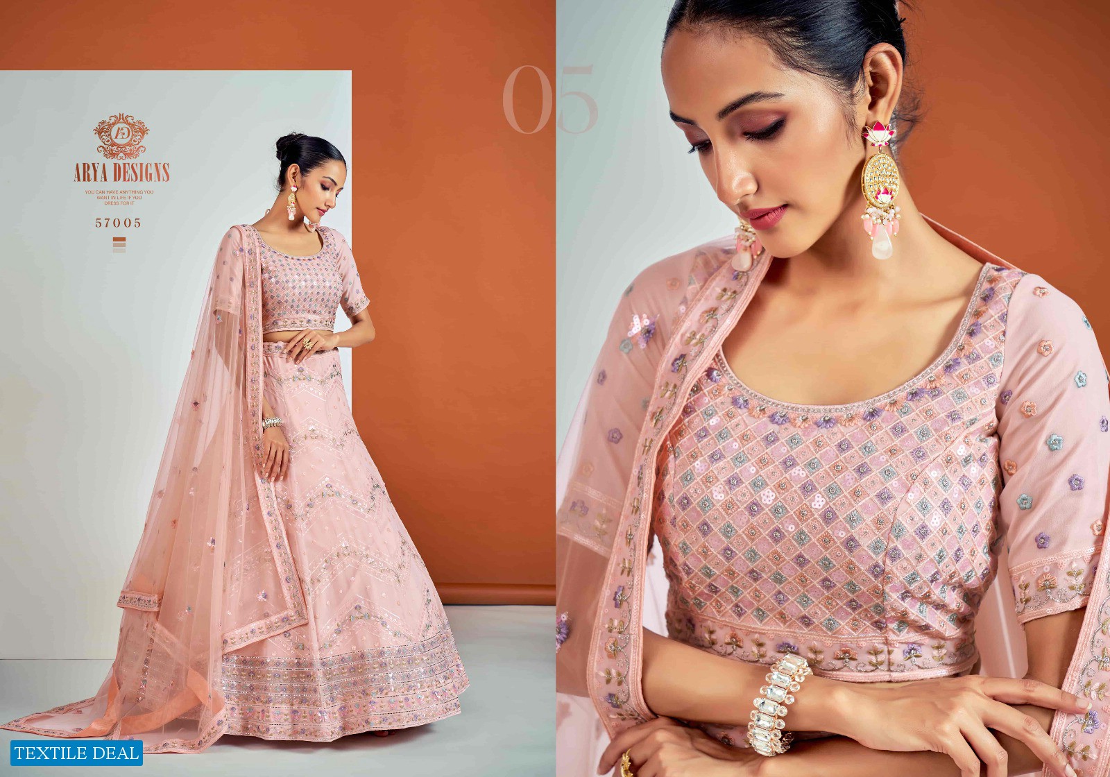 ARYA DESIGNS CINDERELLA VOL 16 SEMI STITCH HEAVY DESIGNER WORK LEHENGA ...