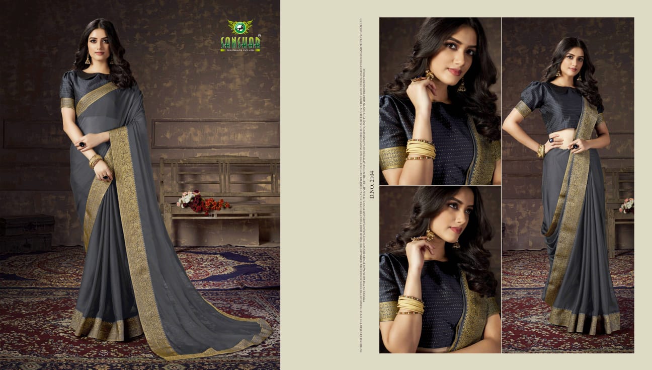 ANANTAA BY SANSKAR TEX PRINTS CHIFFON CASUAL WEAR SIMPLE SOBAR SAREE ...