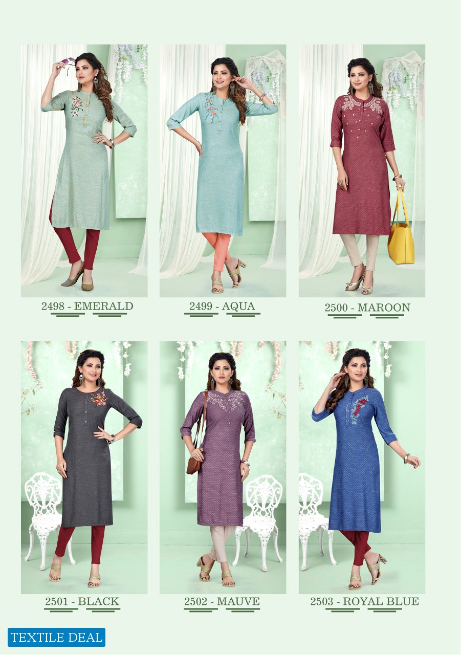 Alena Berry Dobby Wholesale Long Kurtis - textiledeal.in