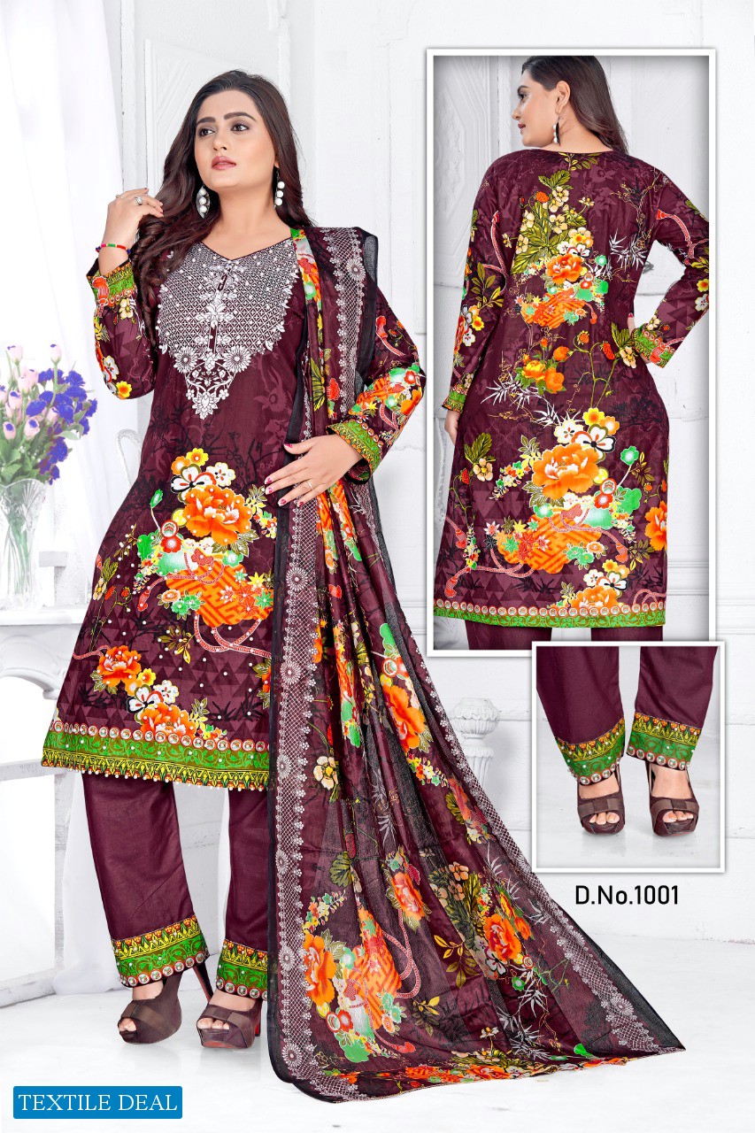 Farheen Suits Gohar Wholesale Pure Cotton With Moti Work Dress Material ...