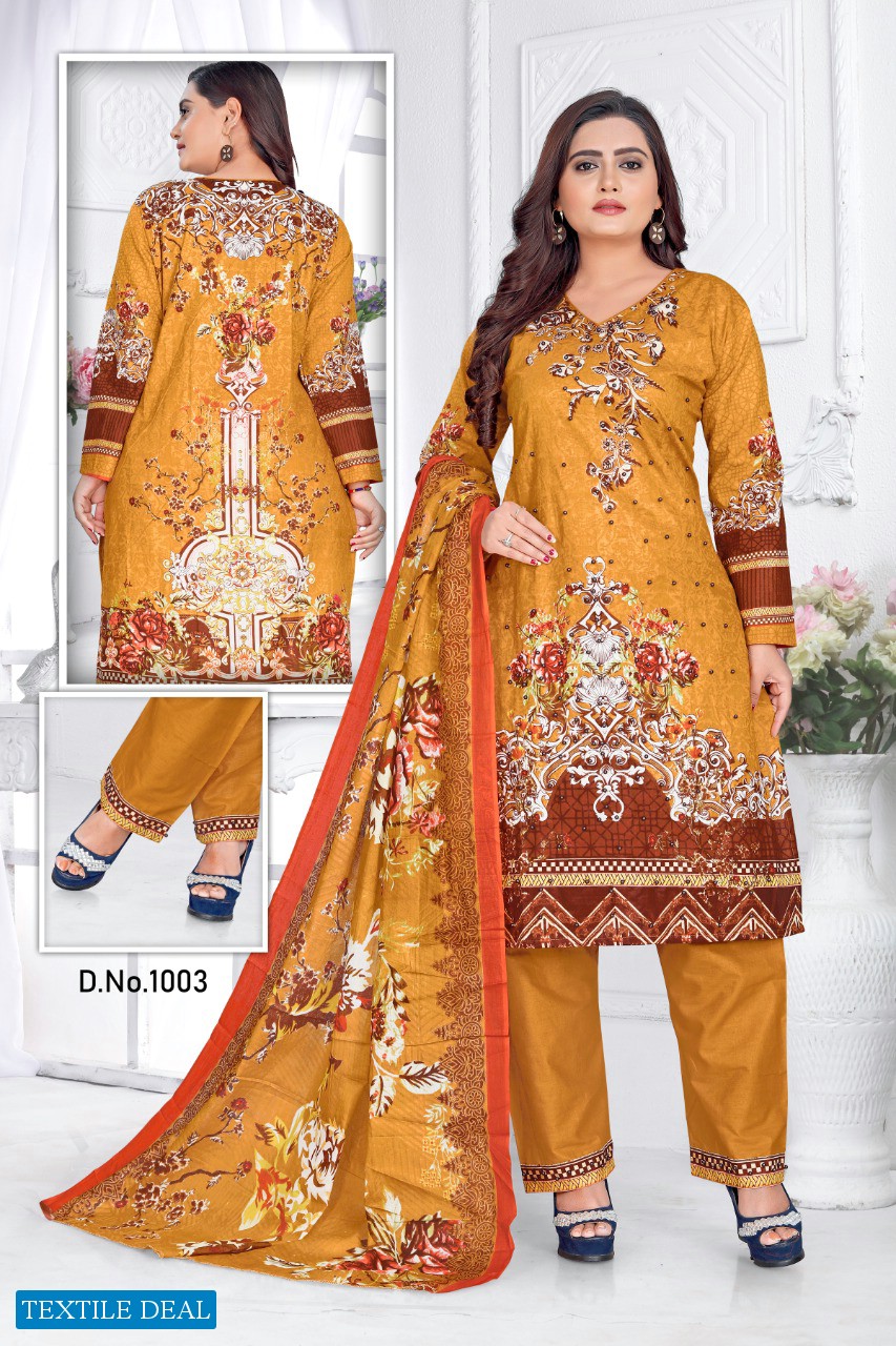 Farheen Suits Gohar Wholesale Pure Cotton With Moti Work Dress Material ...