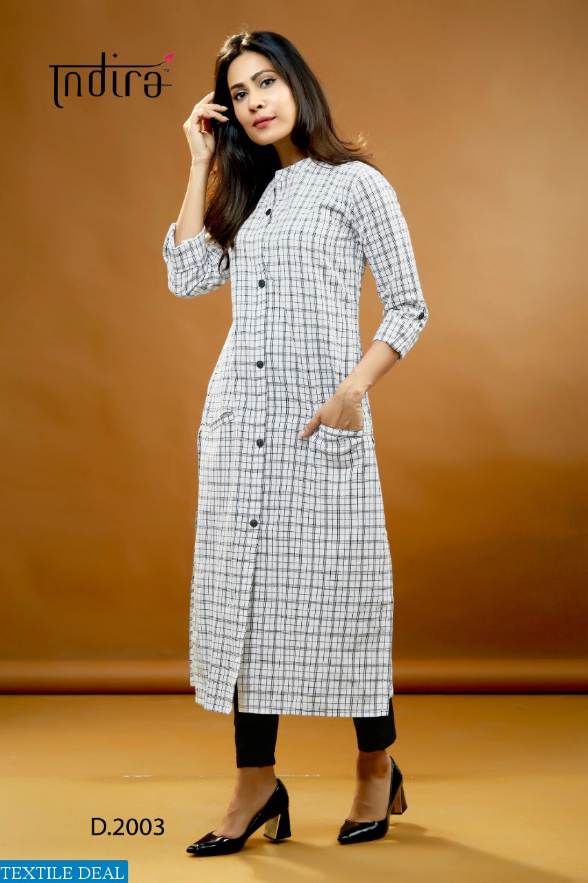INDIRA CHECKERED WEAVING COTTON CHECK PATTERN KURTIS SUPPLIER ...