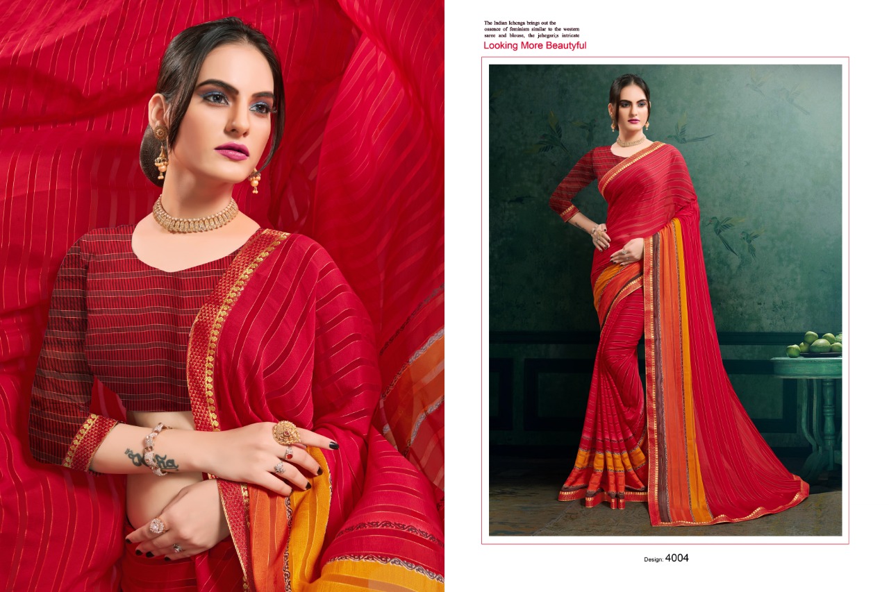 MANSAROVER MIDHUSHA VOL 4 KESAR KALI PATTERN PRINTED SAREE - textiledeal.in