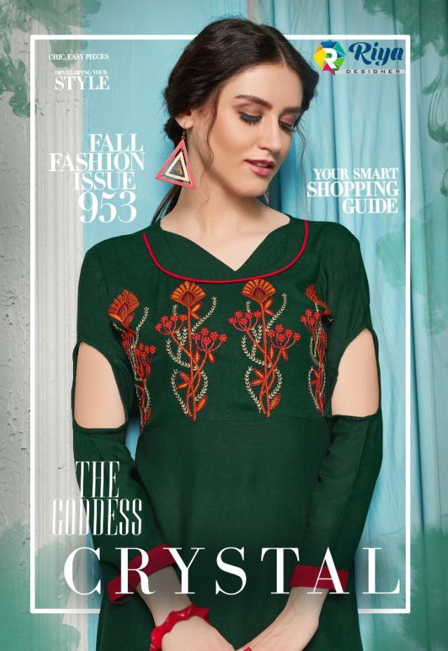 RIYA DESIGNER CRYSTAL RAYON DYED EMBROIDERY LONG KURTI COLLECTION ...