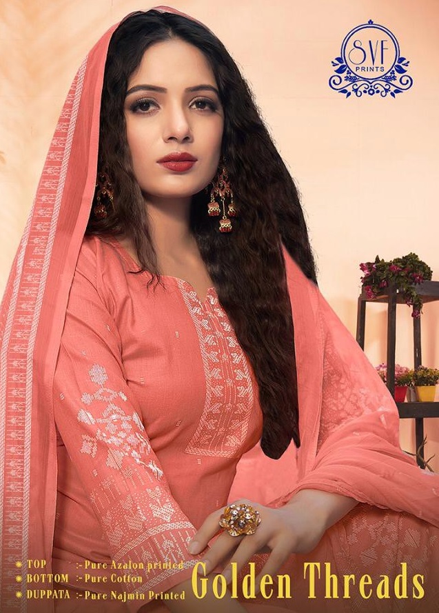 SVF Golden Thread Wholesale Thread Work Dress Material - textiledeal.in