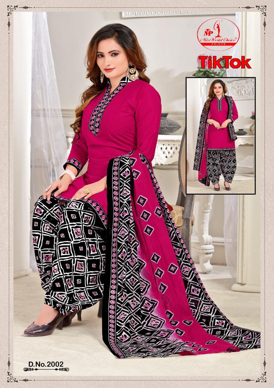 TIK TOK VOL 2 BY MISS WORLD CHOICE COTTON PATIYALA DRESS MATERIALS ...
