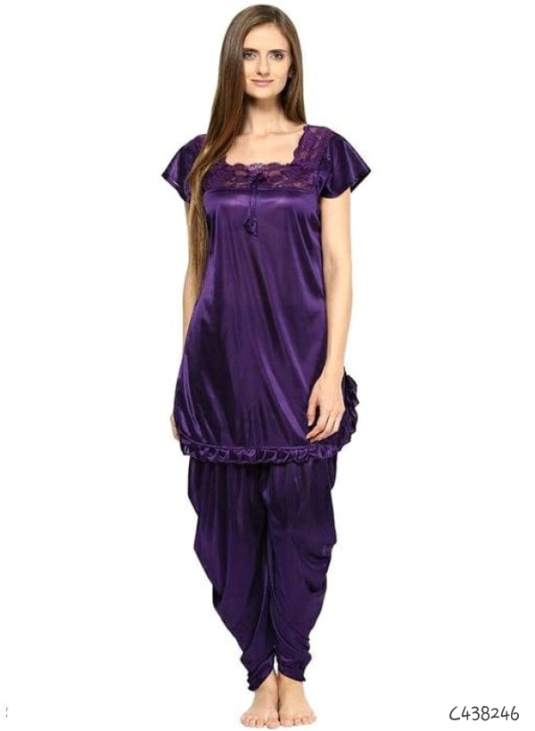 Women Satin Solid Night Suits wholesale in india