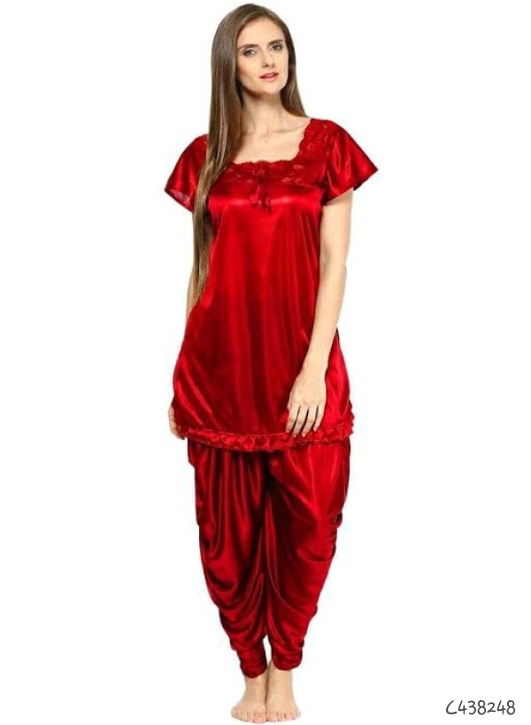 Women Satin Solid Night Suits wholesale in india